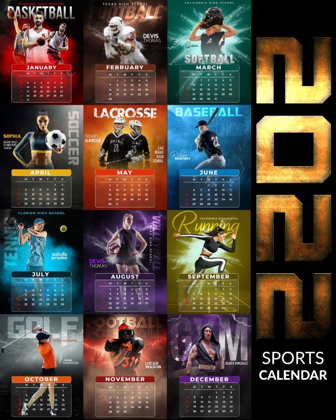 Calendar Sports Template Photography