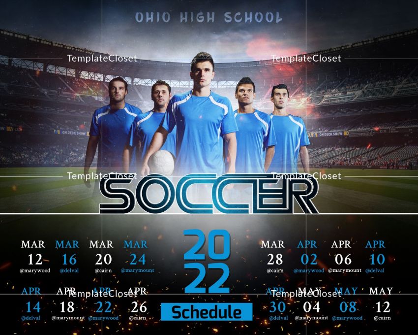 Soccer Sports - Schedule Card Template Photography
